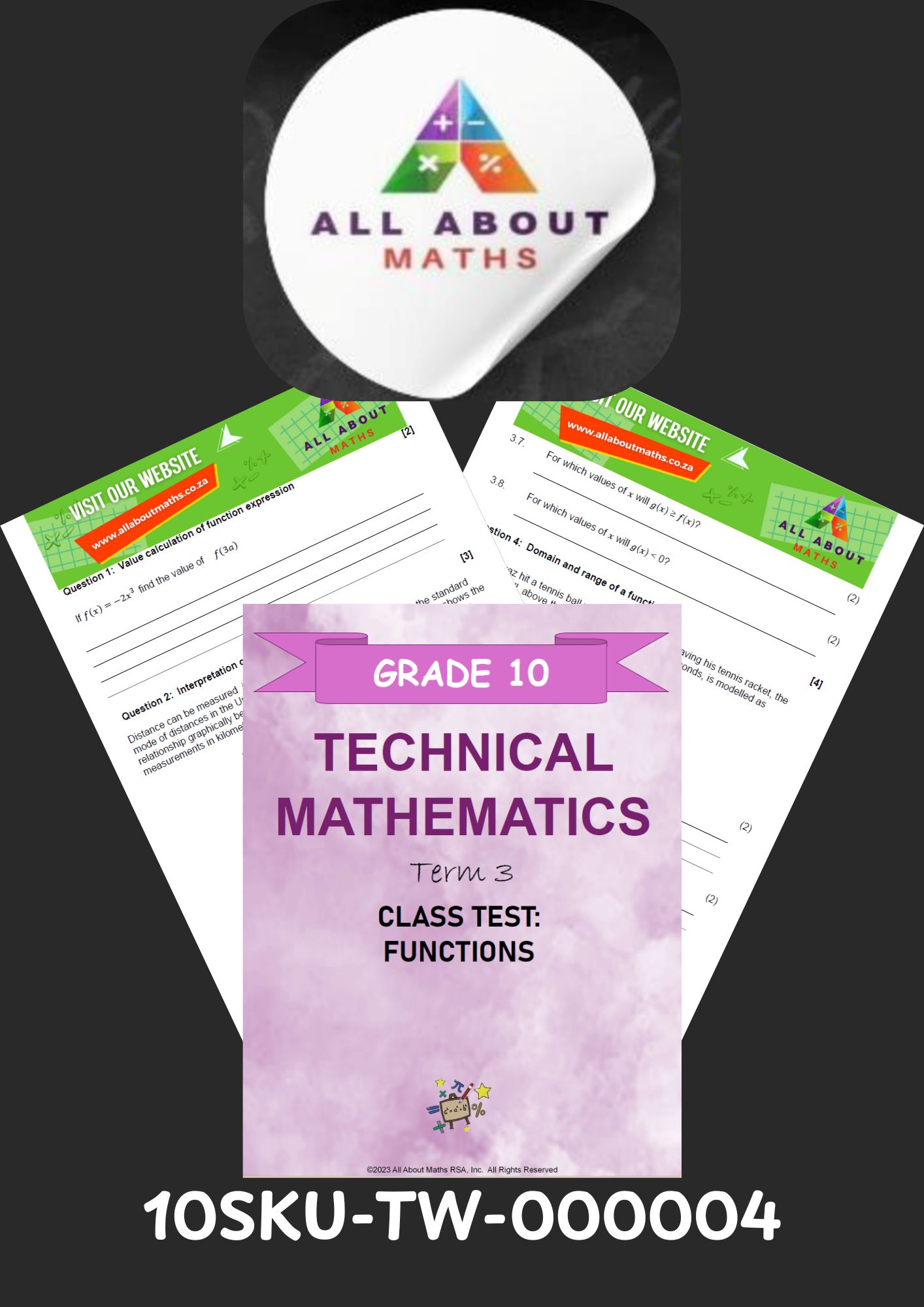 Grade 10 Technical Mathematics Test – Functions